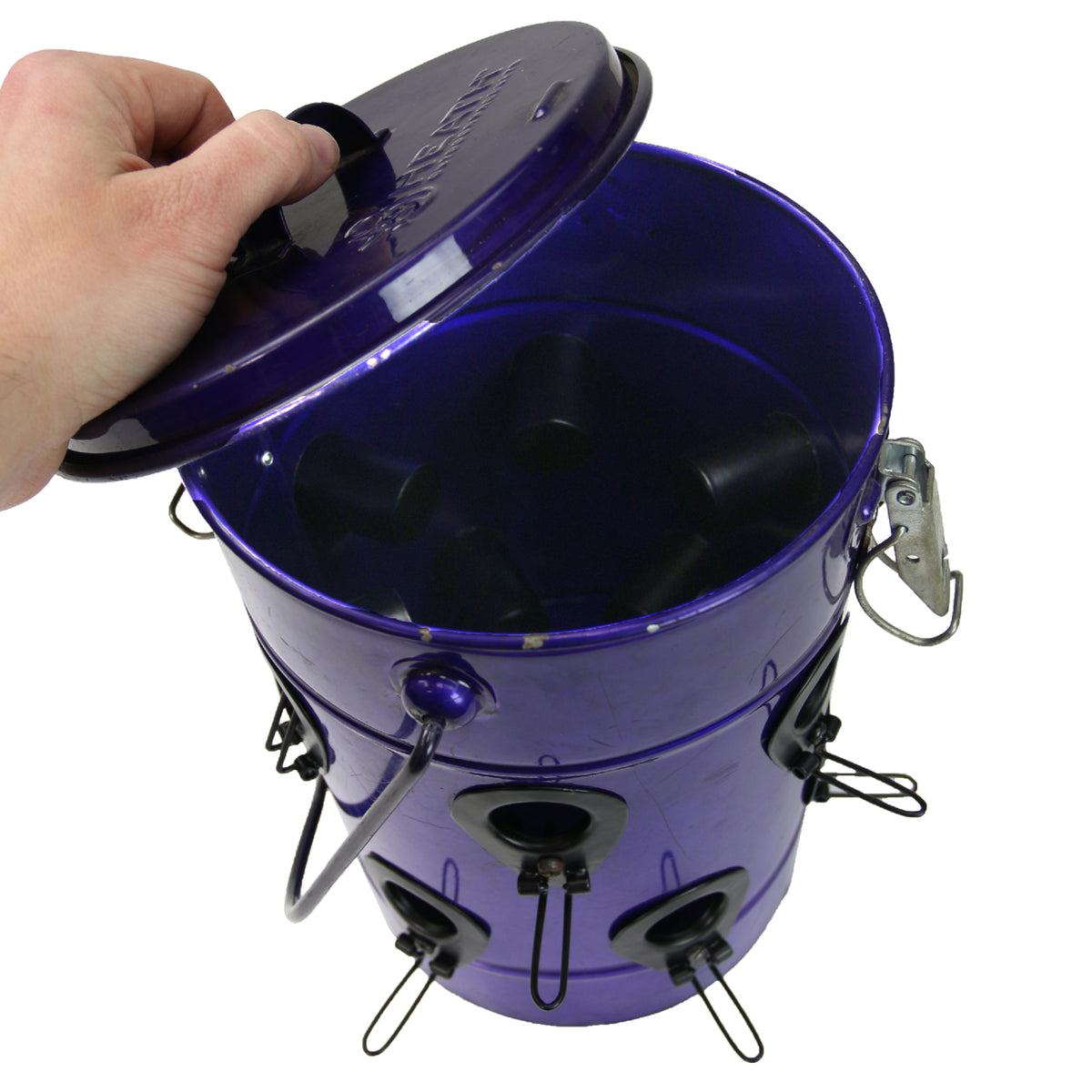 Heath 21721: 5.5-pound Purple Metal Bucket Feeder with Perches and Loc ...
