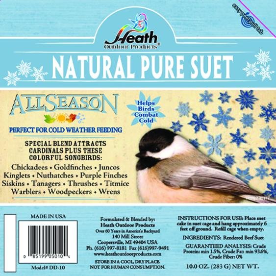 Heath Outdoor Products Pure Suet Cake - 10 oz - Pack of 12 – Heathoutdoors
